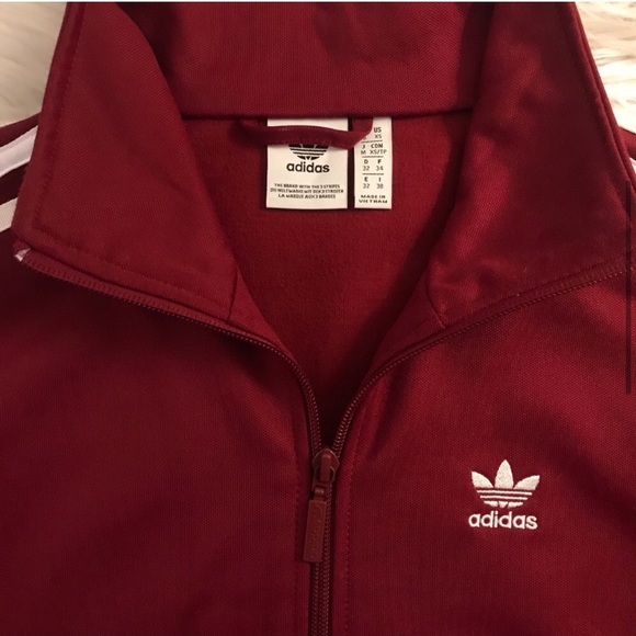 adidas | Jackets & Coats | Nwot Adidas Maroon Red Track Suit Jacket Xs ...
